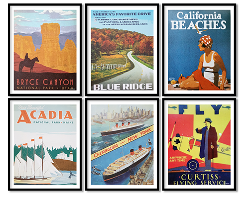 America tour vintage travel poster set of 6 - Wall Art, Hanging Wall ...