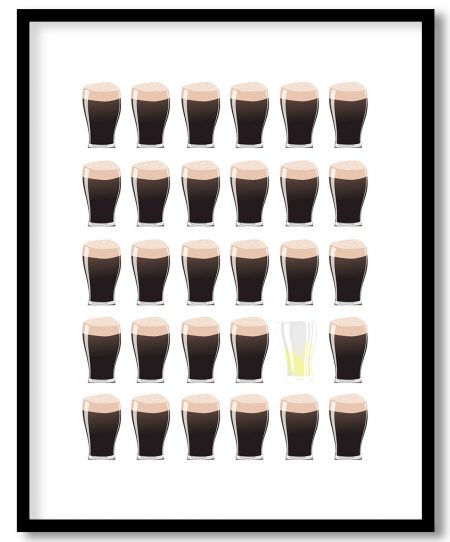Beer Stout pint pattern - Bar Poster, Cocktails, Framed Wall Art ...
