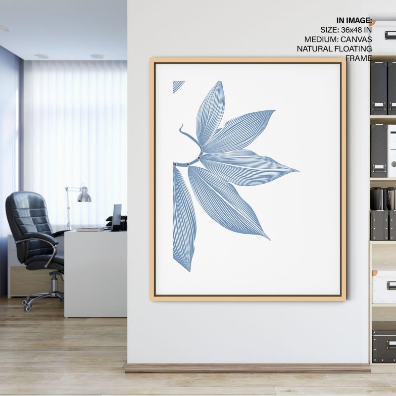 Blue flower line art - Wall Art Decor, Framed Painting, Home Decor ...