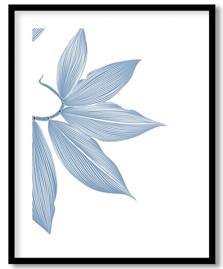 Blue flower line art - Wall Art Decor, Framed Painting, Home Decor ...