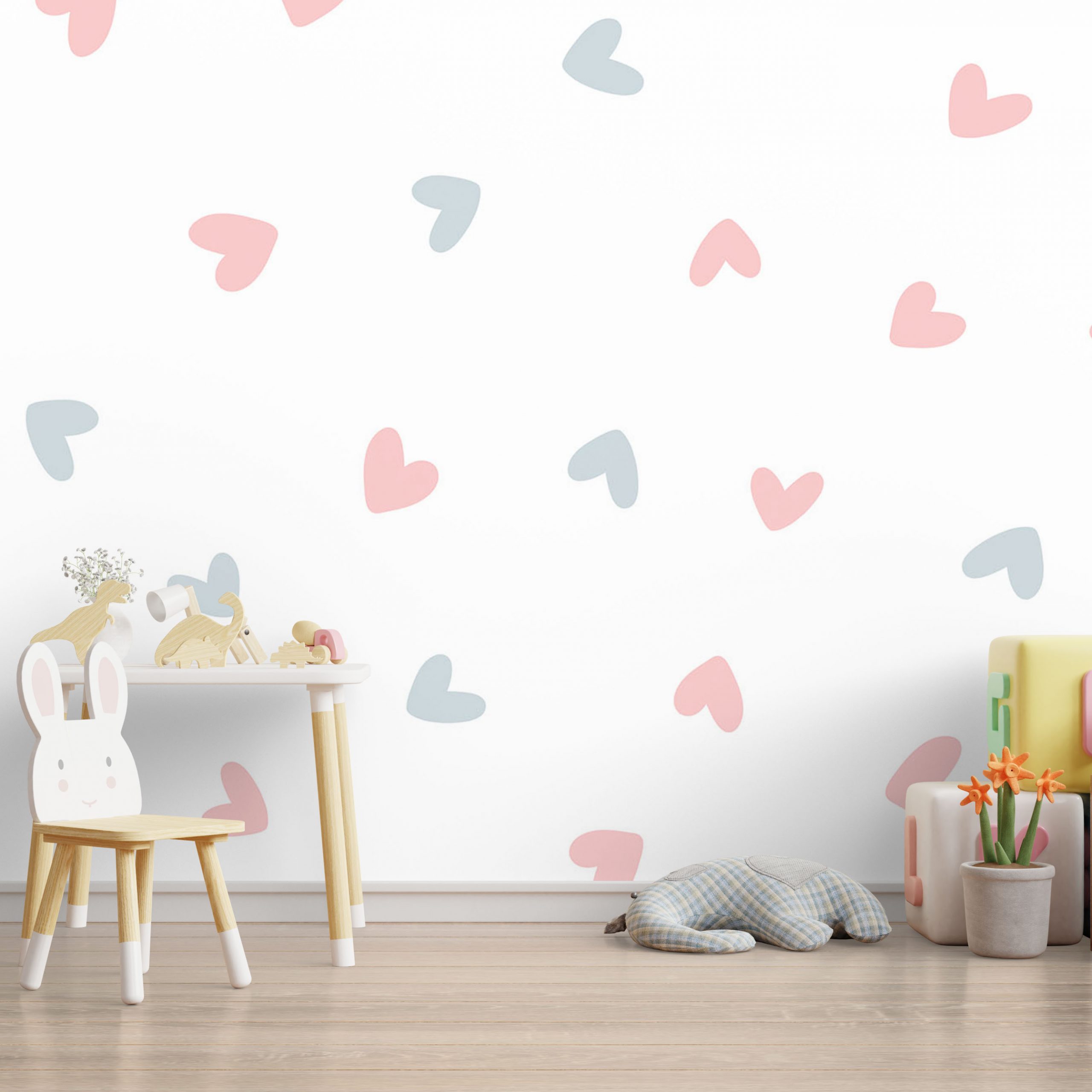 Blue pink cute hearts - Wall Murals, Wall Paper Decor, Home Decor ...
