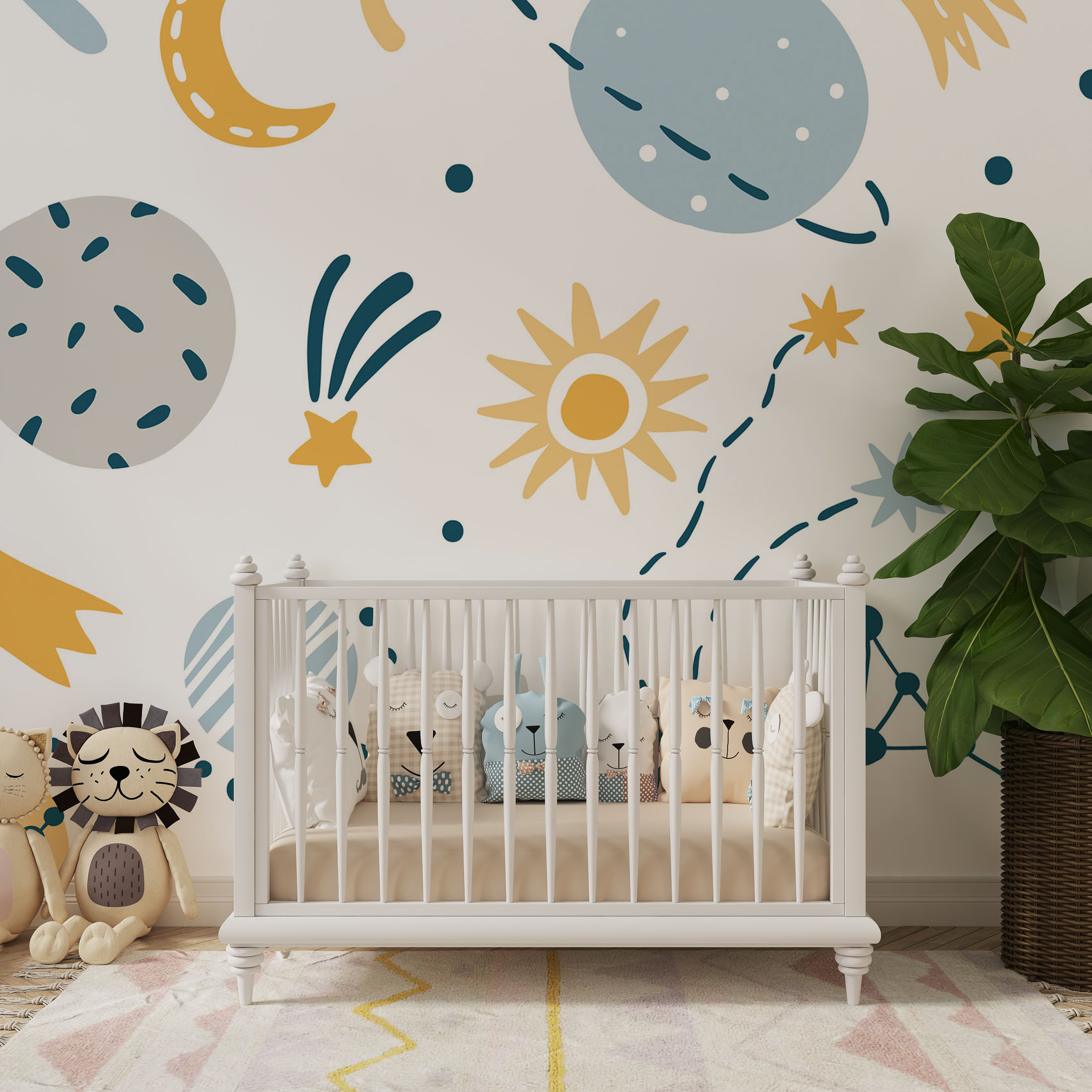 Seamless space planets and stars - Wall Murals, Wall Paper Decor, Home ...