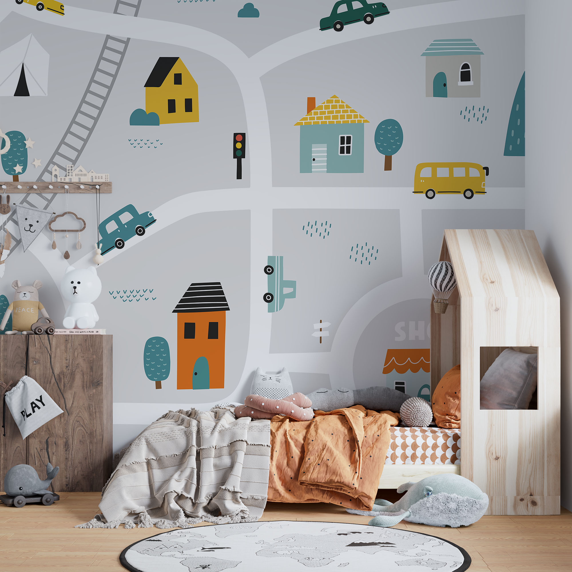 Kids town map - Wall Murals, Wall Paper Decor, Home Decor - BestOfBharat