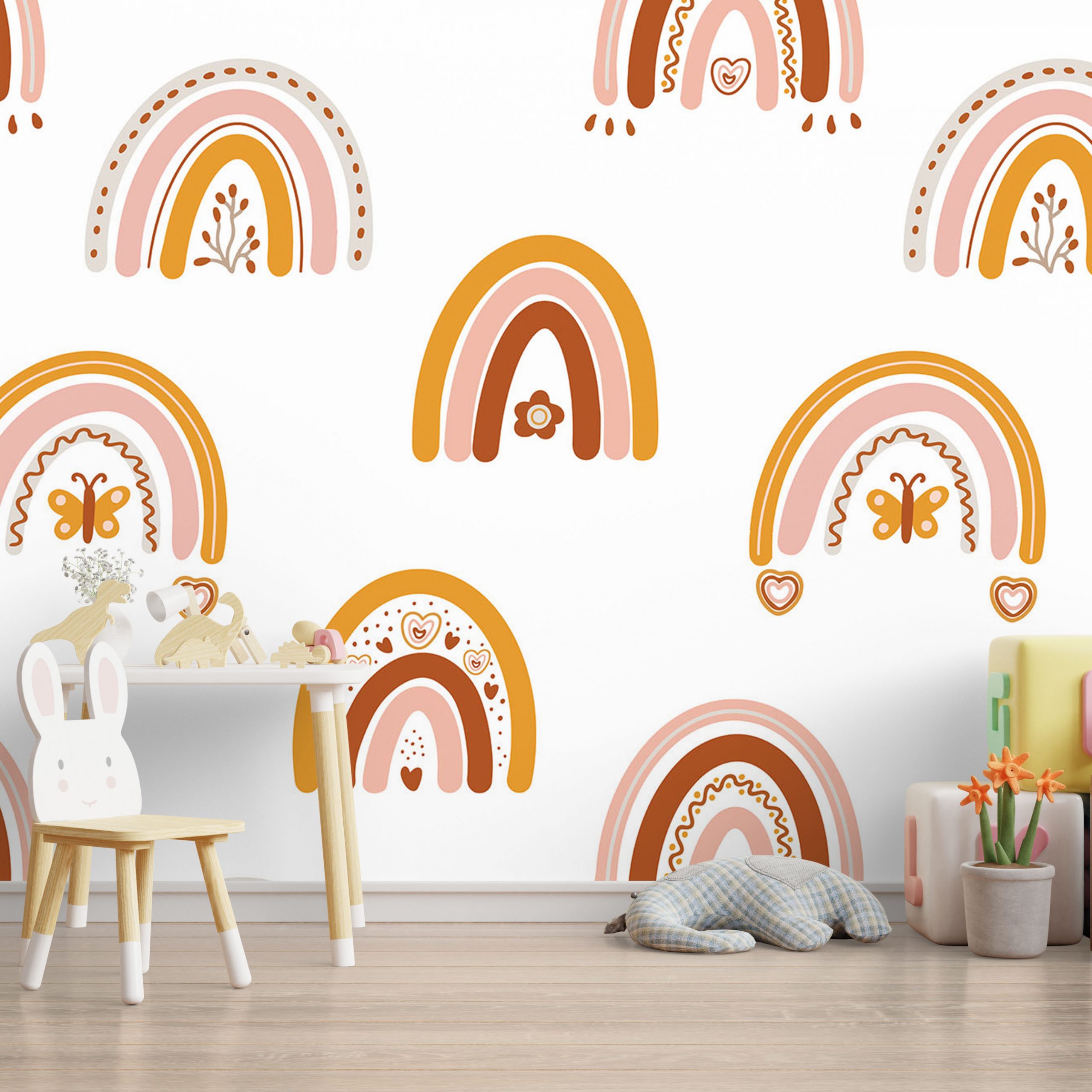 Cute seamless boho rainbow flowers - Wall Murals, Wall Paper Decor ...