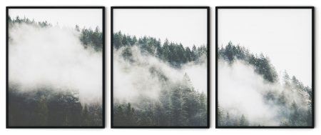 Forest Fog Framed Wall Art (Set of 3), Nature Art, Minimalist Art ...