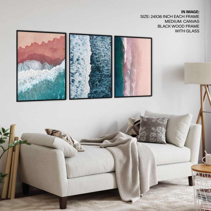 Sea Framed Wall Art (Set of 3), Beach Theme, Ocean waves – Choose Size ...