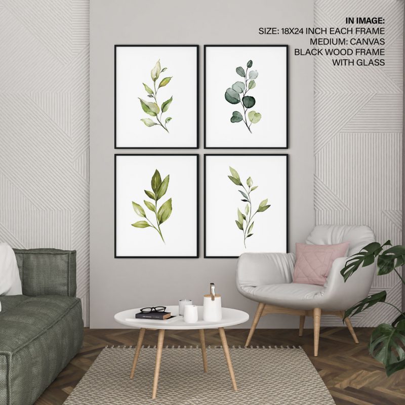 Botanical Leaves Set Framed Wall Art (Set of 4), Botanical Art, Nature ...