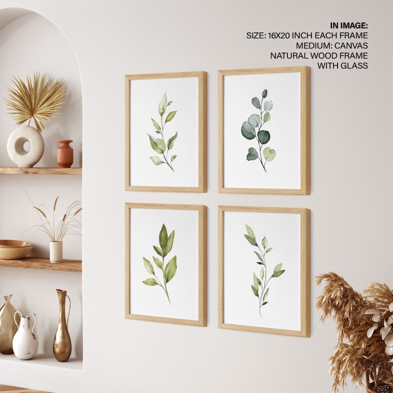 Botanical Leaves Set Framed Wall Art (Set of 4), Botanical Art, Nature ...