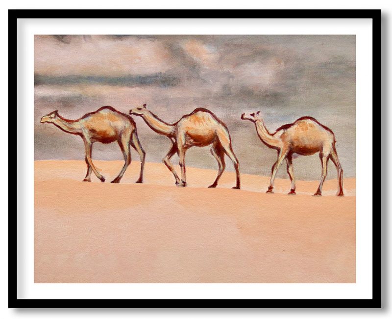 Abstract camels in desert painting - Wall Art Decor, Framed Painting ...