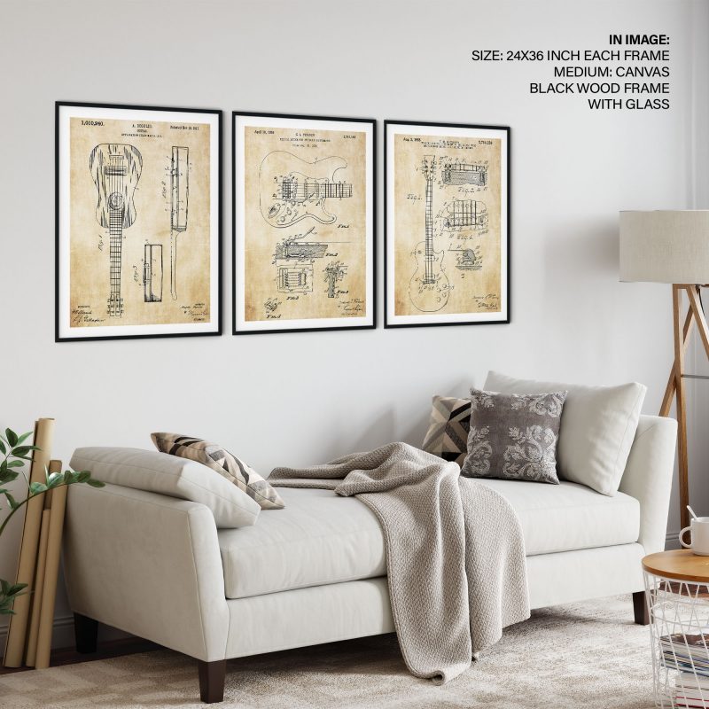 Set of 3 gun and bullet vintage - Framed Wall Art, Wall Décor ...