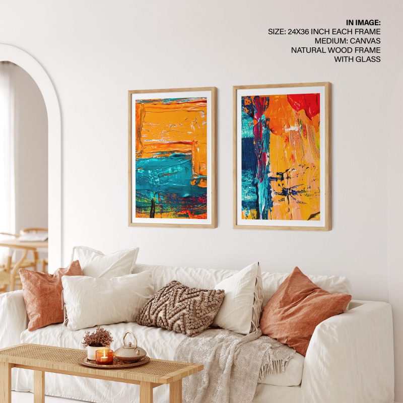 Set of 2 colorful abstract - Framed Wall Art, Wall Décor, Paintings ...