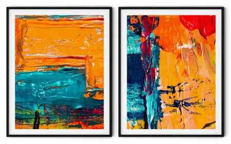 Set of 2 colorful abstract - Framed Wall Art, Wall Décor, Paintings ...