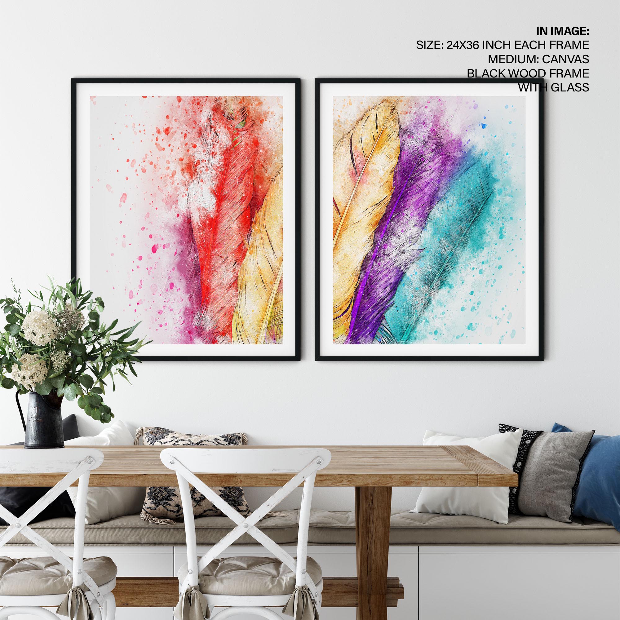 Set of 2 ferns - Wall Art Decor, Framed Painting, Home Decor - BestOfBharat