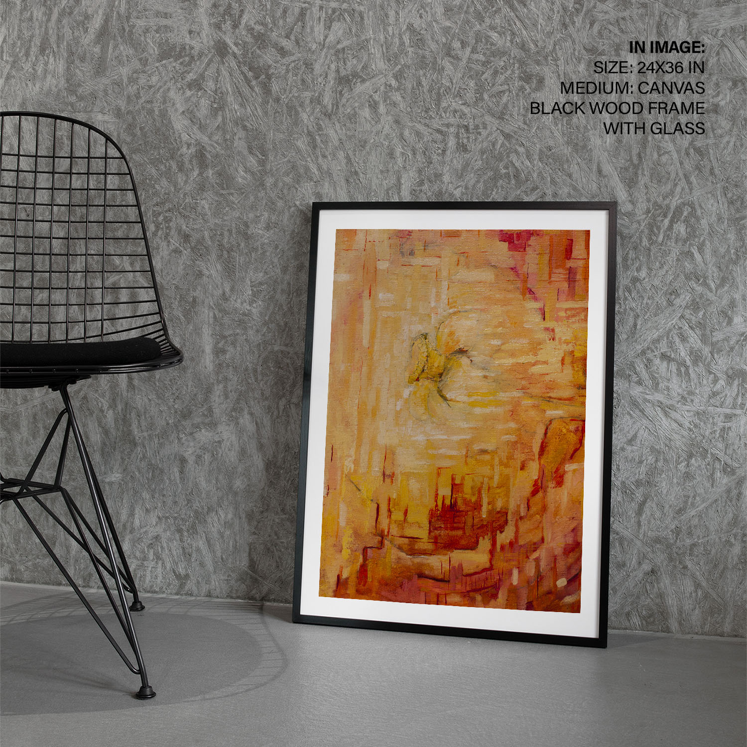 Orange burnt abstract landscape painting - BestOfBharat