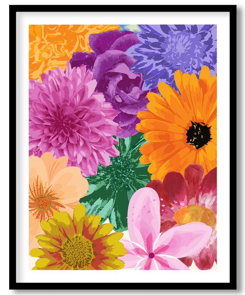 Chromatic flowers - Framed Wall Art, Wall Décor, Paintings, Wall ...