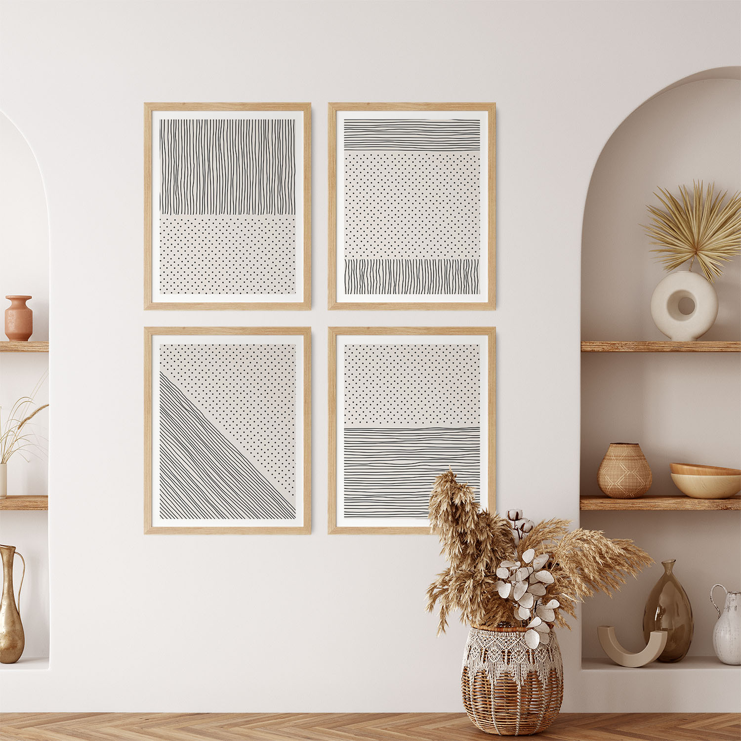 Set of 4 scandinavian line art - Framed Wall Art, Wall Décor, Paintings ...