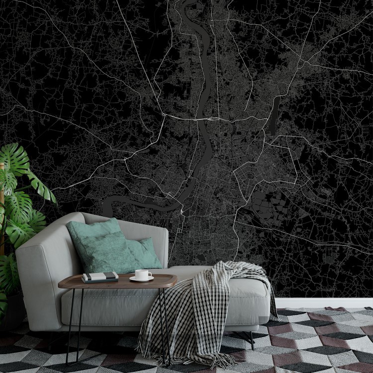 Kolkata Map Wall Mural – Dark black, Mural Wallpaper, PVC Free, Non ...