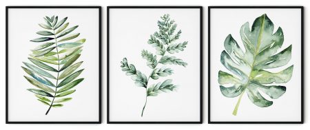 Botanical Leaves Framed Wall Art (Set of 3), Botanical Art, Nature Art ...