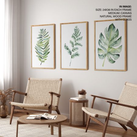 Botanical Leaves Framed Wall Art (Set of 3), Botanical Art, Nature Art ...