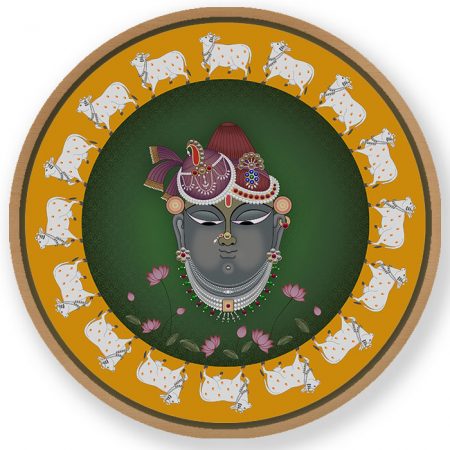 Traditional Pichwai shrinathji - Circular Wooden Frame - Framed Wall ...