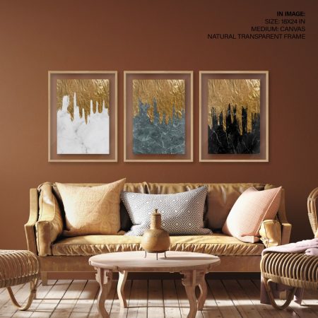 Set of 3 Gold abstract - Framed Wall Art, Wall Décor, Paintings, Wall ...