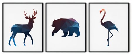 Set of 3 geometric animal - Wall Art, Hanging Wall Decor, Home Decor ...