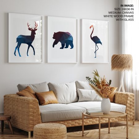 Set of 3 geometric animal - Wall Art, Hanging Wall Decor, Home Decor ...