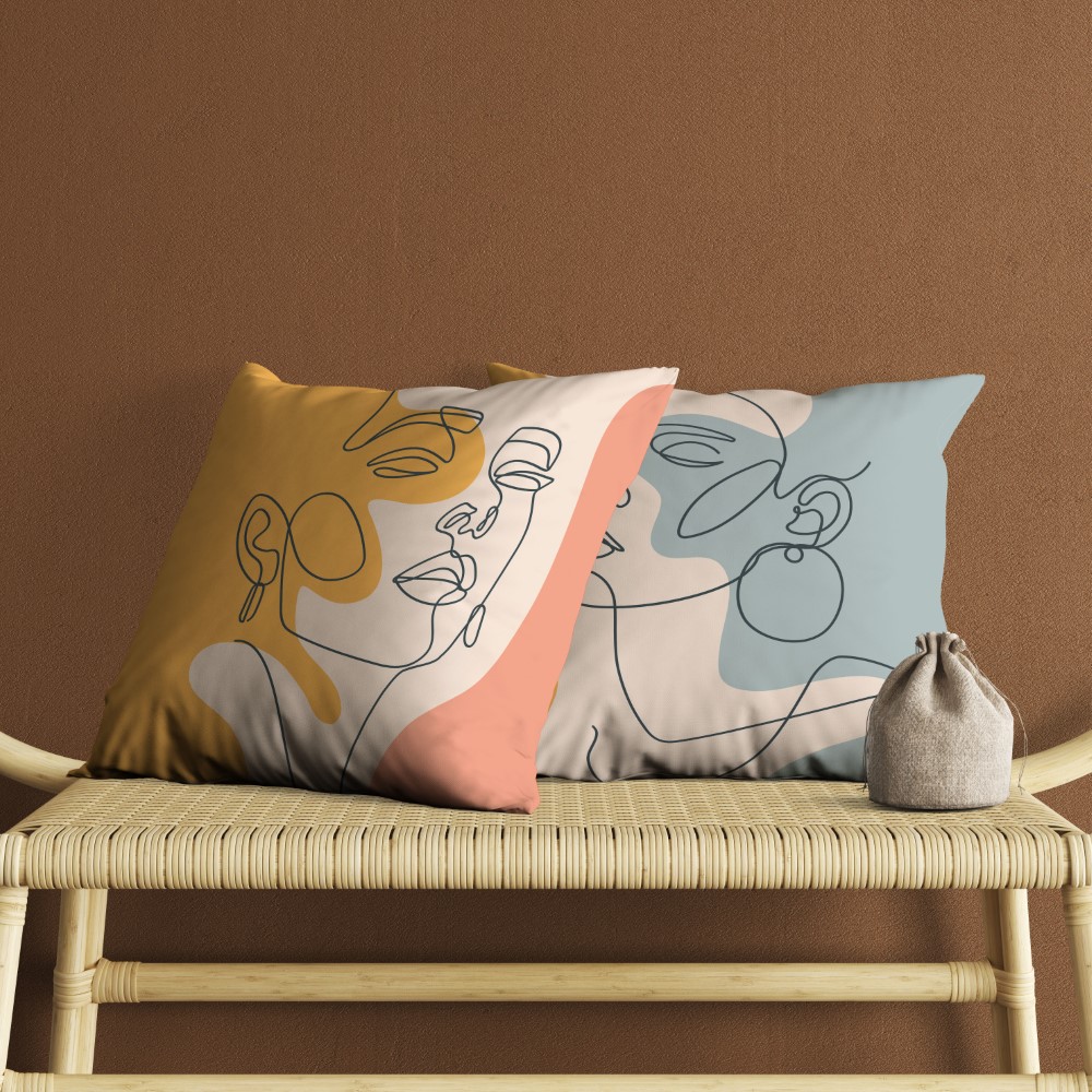 Throw Pillow Cushion Covers - Set of 2 bohemian line drawing abstract ...