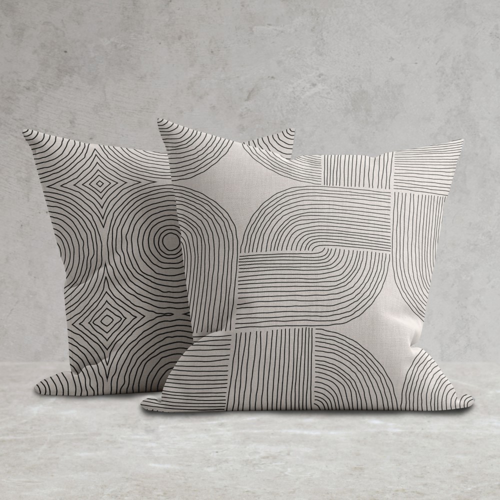 Throw Pillow Cushion Covers - Set of 2 geometrical line drawing cushion ...