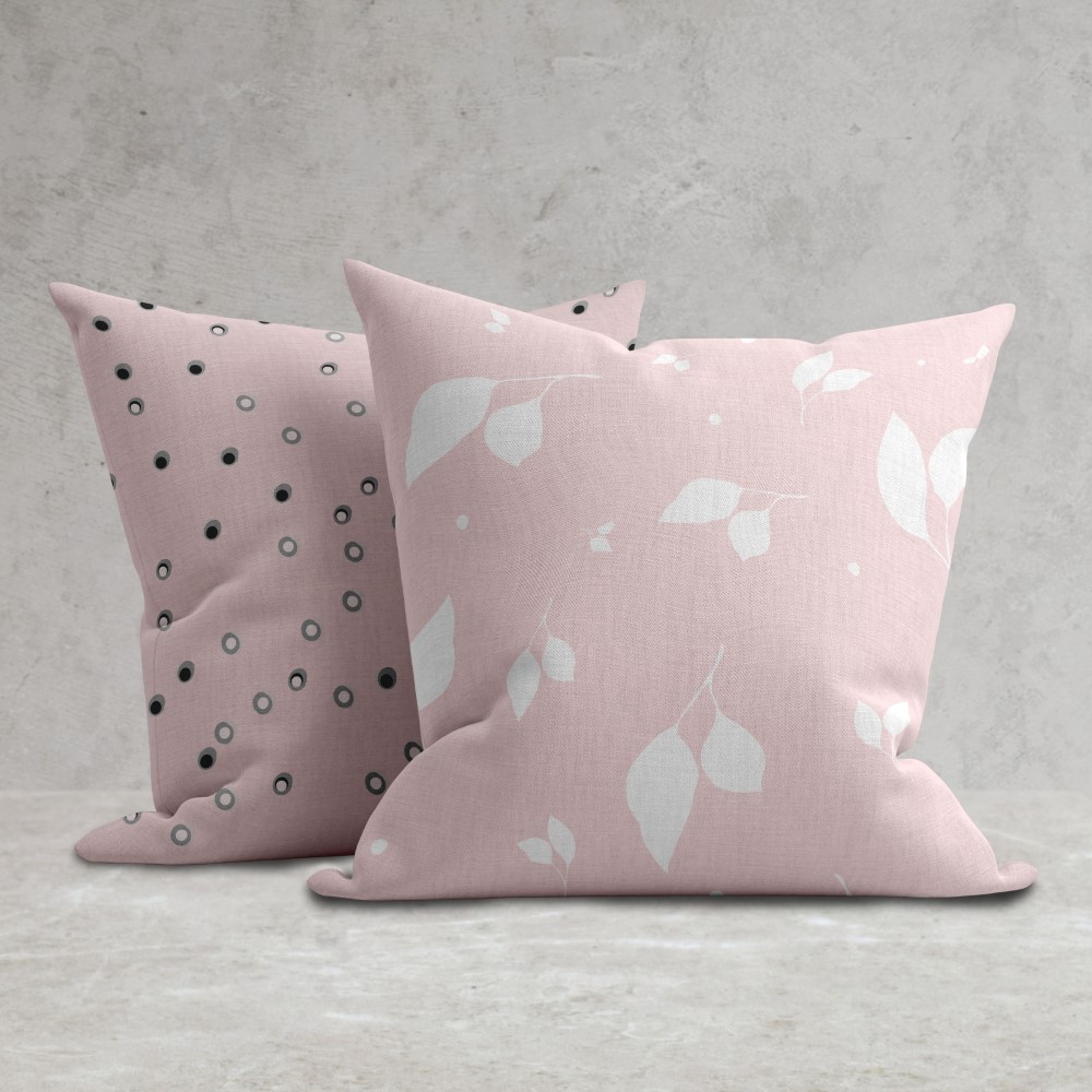 Throw Pillow Cushion Covers - Set of 2 fuchsia botanic dotted pattern ...