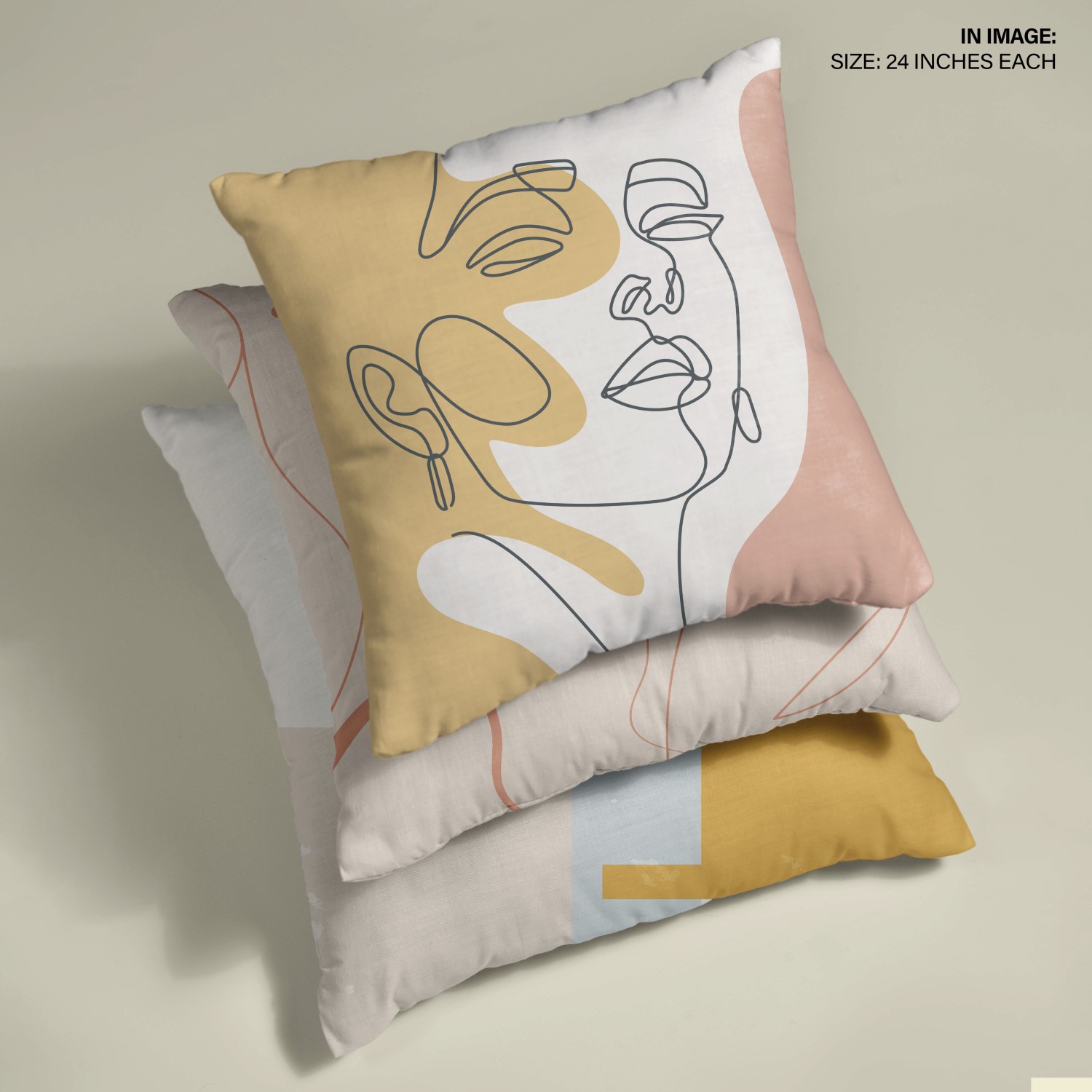 Throw Pillow Cushion Covers - Set of 3 minimal abstract face cushion ...