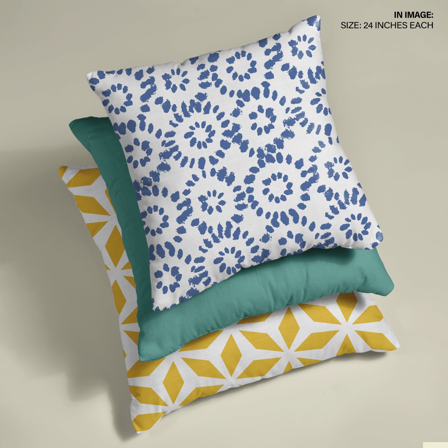 Throw Pillow Cushion Covers - Set of 3 blue and yellow patterned ...