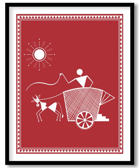 Warli painting of man with bullock cart - Wall Art, Hanging Wall Decor ...