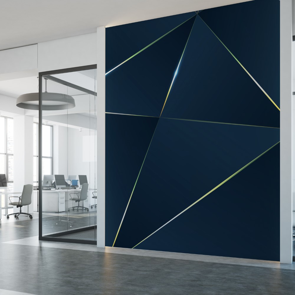Indigo gold triangle pattern - Wall Murals, Wall Paper Decor, Home ...
