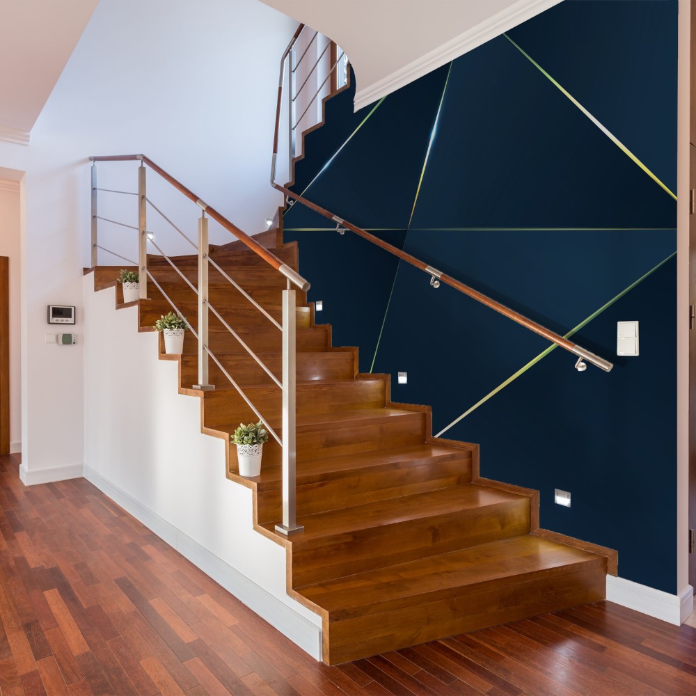 Indigo gold triangle pattern - Wall Murals, Wall Paper Decor, Home ...