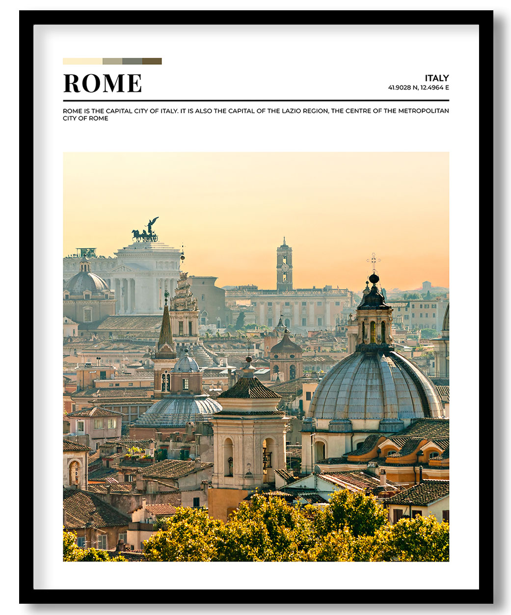 Rome, Italy pantone poster - BestOfBharat