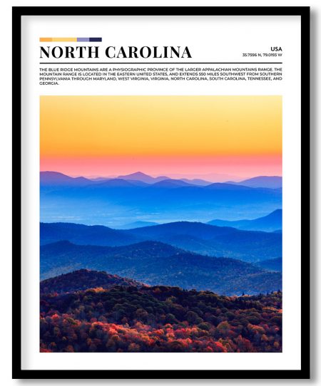 North Carolina, USA pantone poster - BestOfBharat