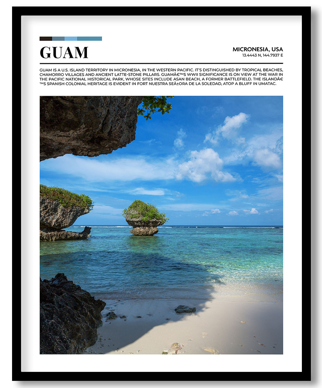 Guam, Micronesia, USA pantone poster - BestOfBharat