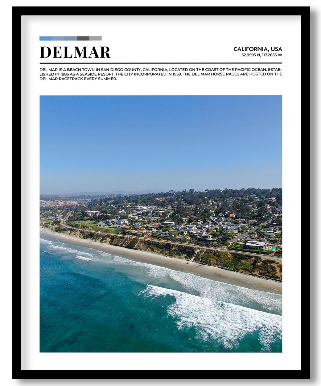 Delmar , California, USA pantone poster - BestOfBharat