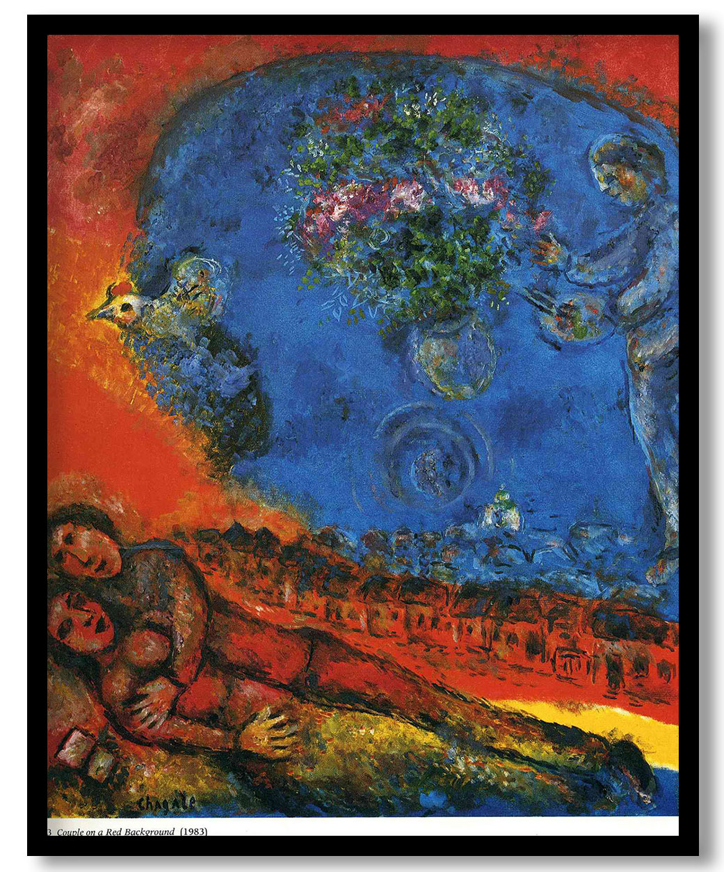 Couple on a Red Background by Marc Chagall (1983) - BestOfBharat