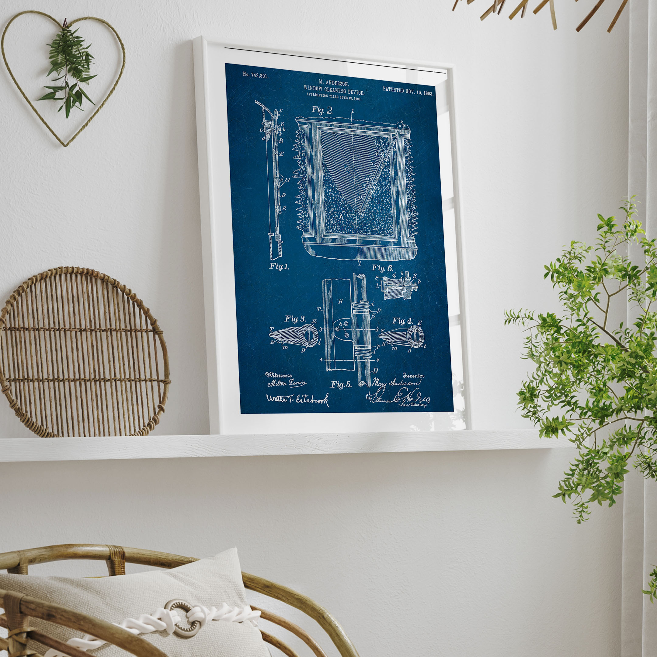 Windshield Wiper 1903 blue - Wall Art, Hanging Wall Decor, Home Decor ...