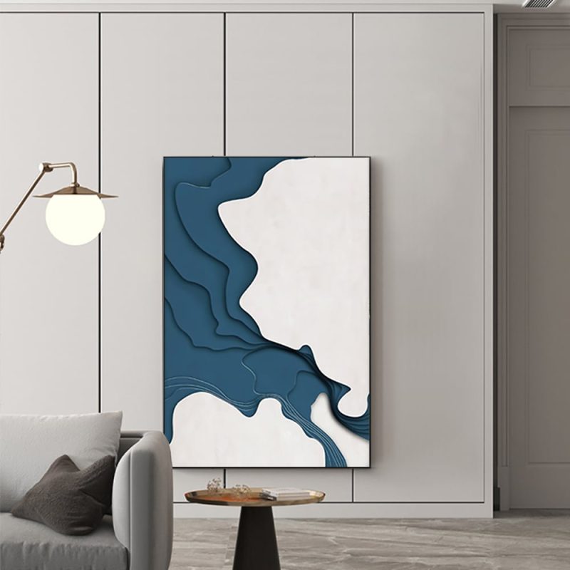 Modern Rectangle Wall Decor Abstract Canvas Painting Art with Frame in ...