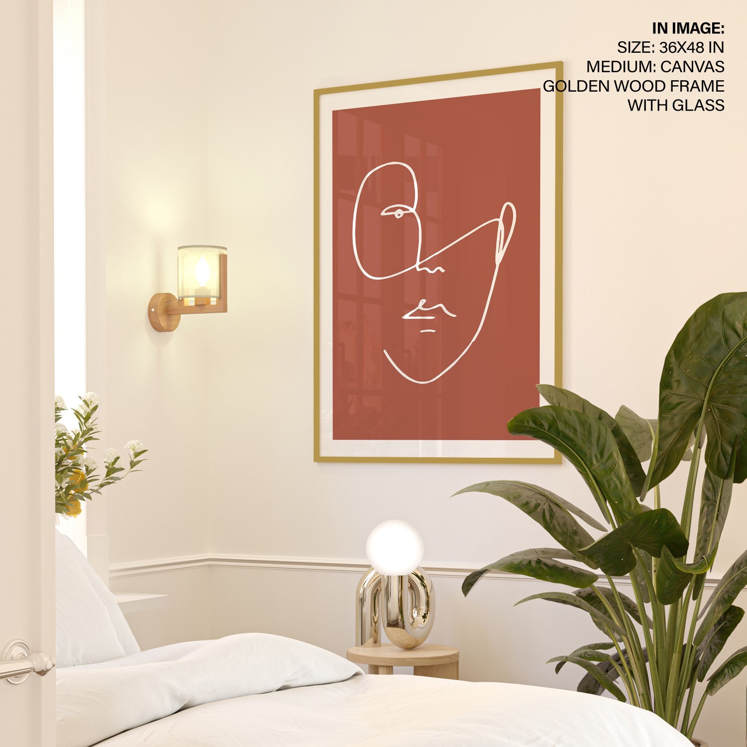 Abstract burnt orange line drawing face - Wall Art - 10+ Sizes, 50 ...