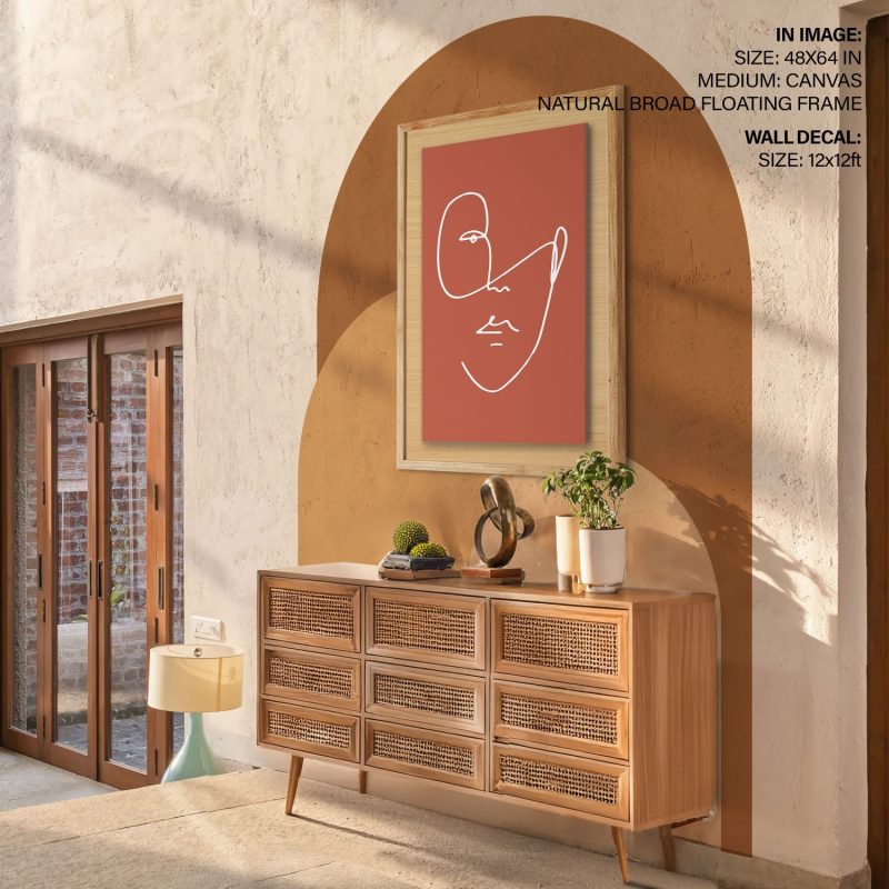 Abstract burnt orange line drawing face - Wall Art - 10+ Sizes, 50 ...