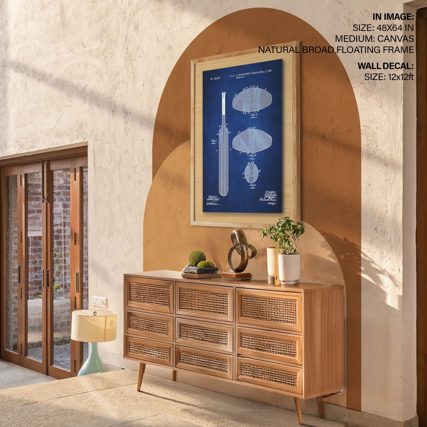 Cricket bat 1890 blueprint - Wall Art Decor, Framed Painting, Home ...