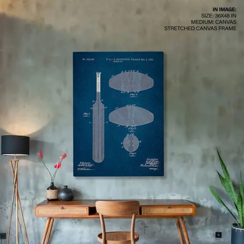 Cricket bat 1890 blueprint - Wall Art Decor, Framed Painting, Home ...