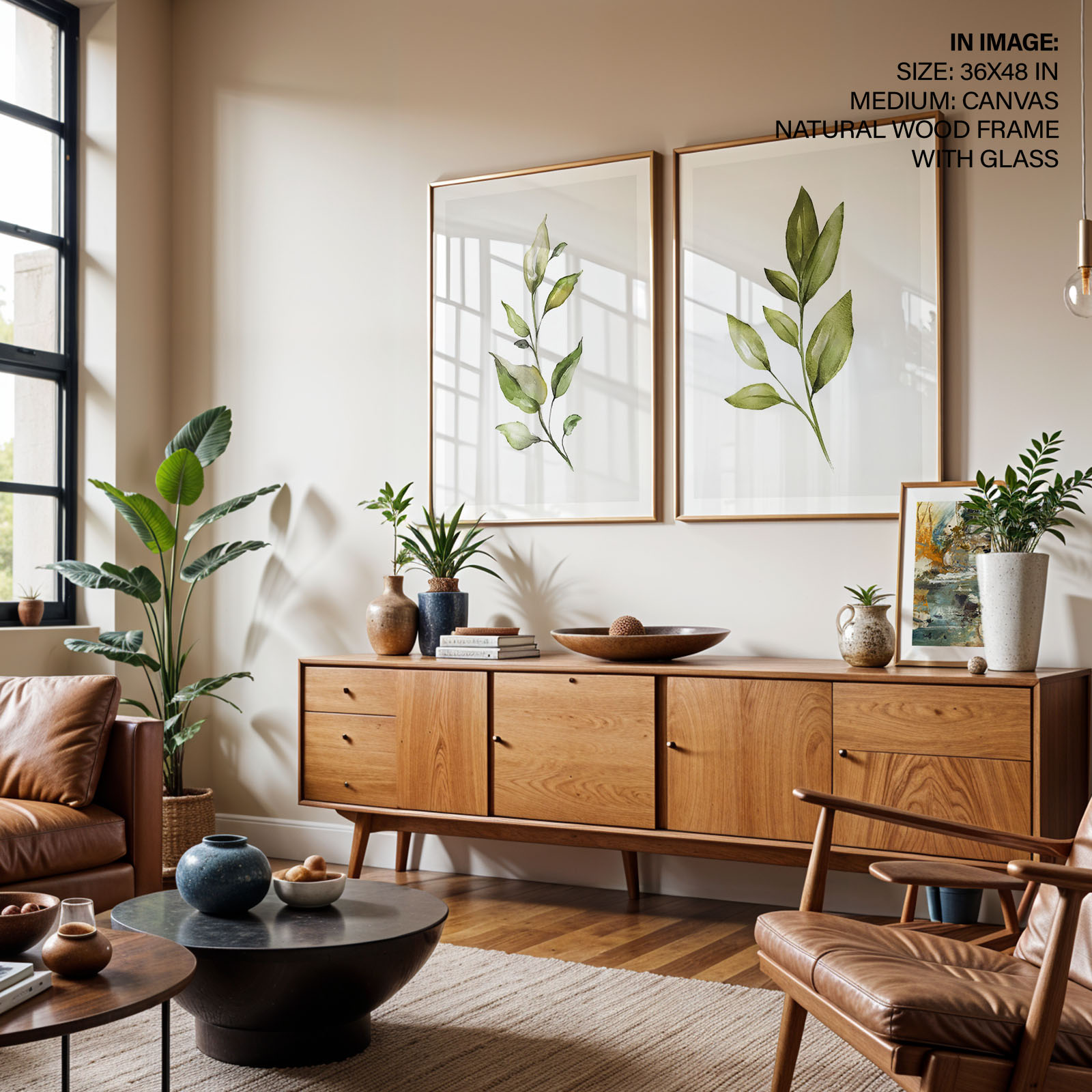 Botanical Leaf Framed Wall Art (Set of 2), Nature Art - Choose Size and ...