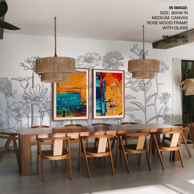 Set of 2 colorful abstract - Wall Art Decor, Framed Painting, Home ...