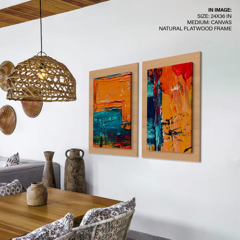 Set of 2 colorful abstract - Wall Art Decor, Framed Painting, Home ...