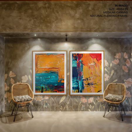 Set of 2 colorful abstract - Wall Art Decor, Framed Painting, Home ...